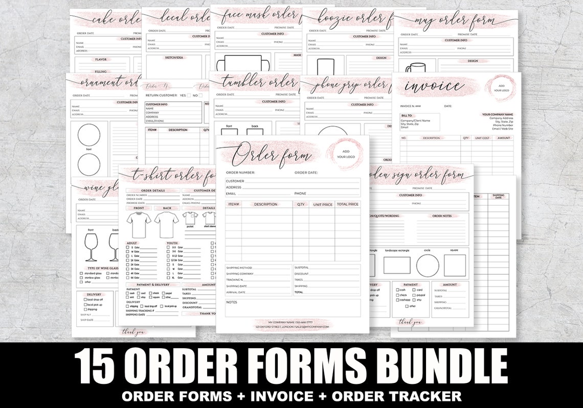15 Editable Order Forms Bundle I Canva Template I Invoice - Etsy