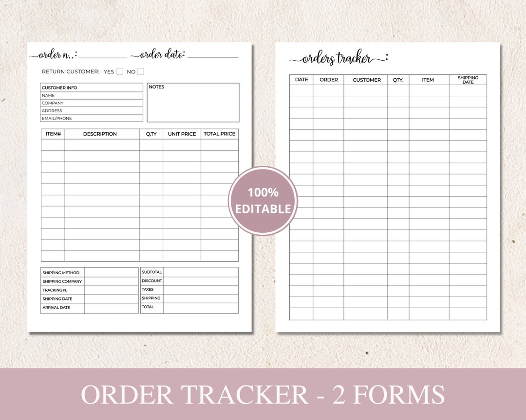 Order Tracker Template, Printable Order Tracking, Editable Sales ...