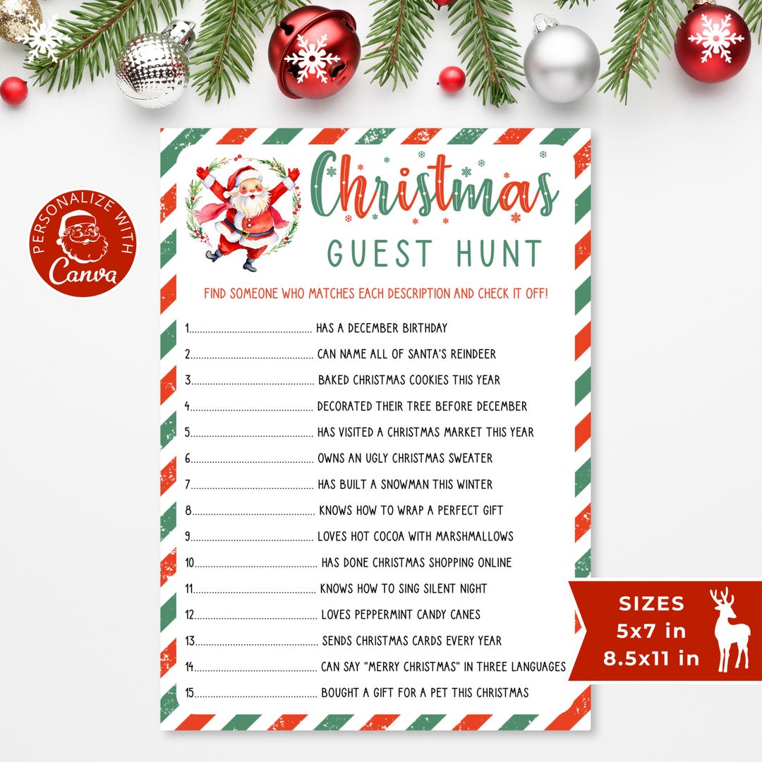 Fun Christmas Hunt Game | Canva Template for Adults and Kids | Find the ...