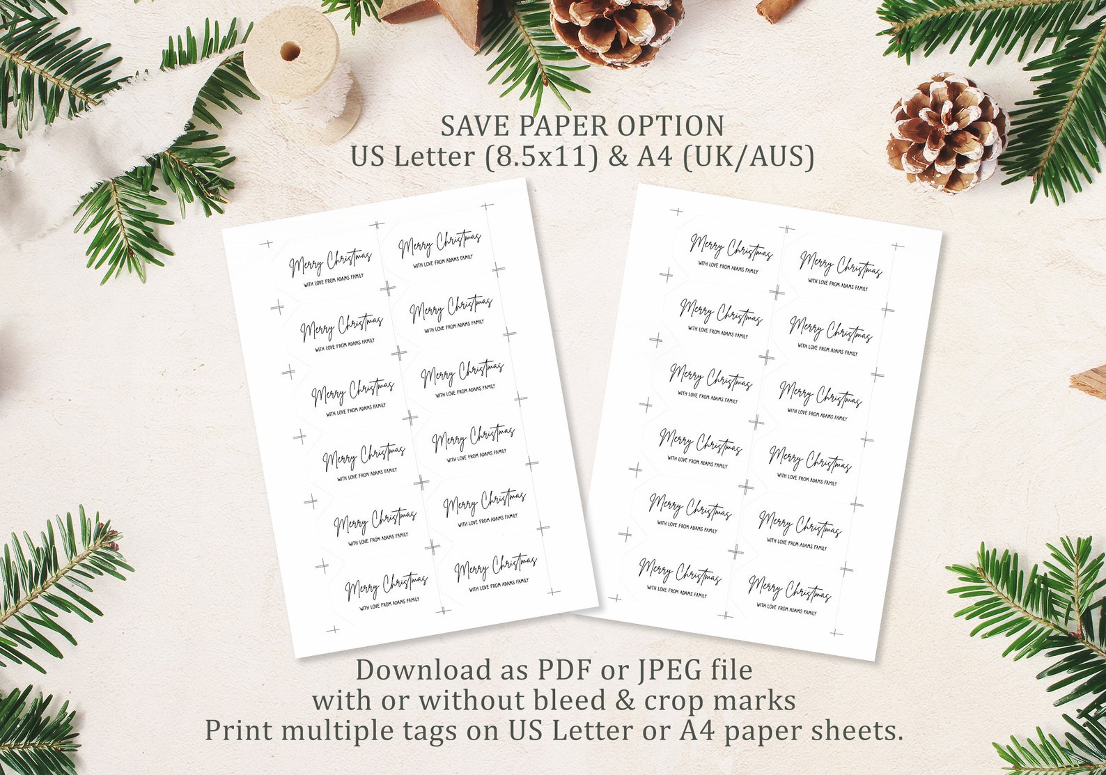 Editable Christmas Gift Tags Printable Merry Christmas Tags | Etsy