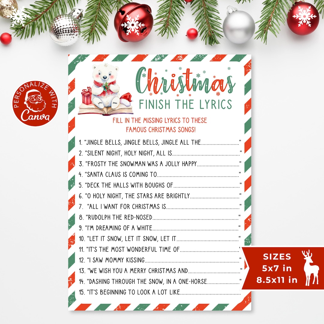 Finish the Lyrics Christmas Game | Fun Holiday Party Game | Canva ...