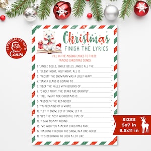 Finish the Lyrics Christmas Game | Fun Holiday Party Game | Canva ...