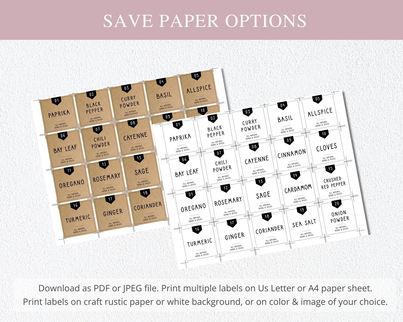 Spice Jars Label Template Editable Spice Labels Printable | Etsy