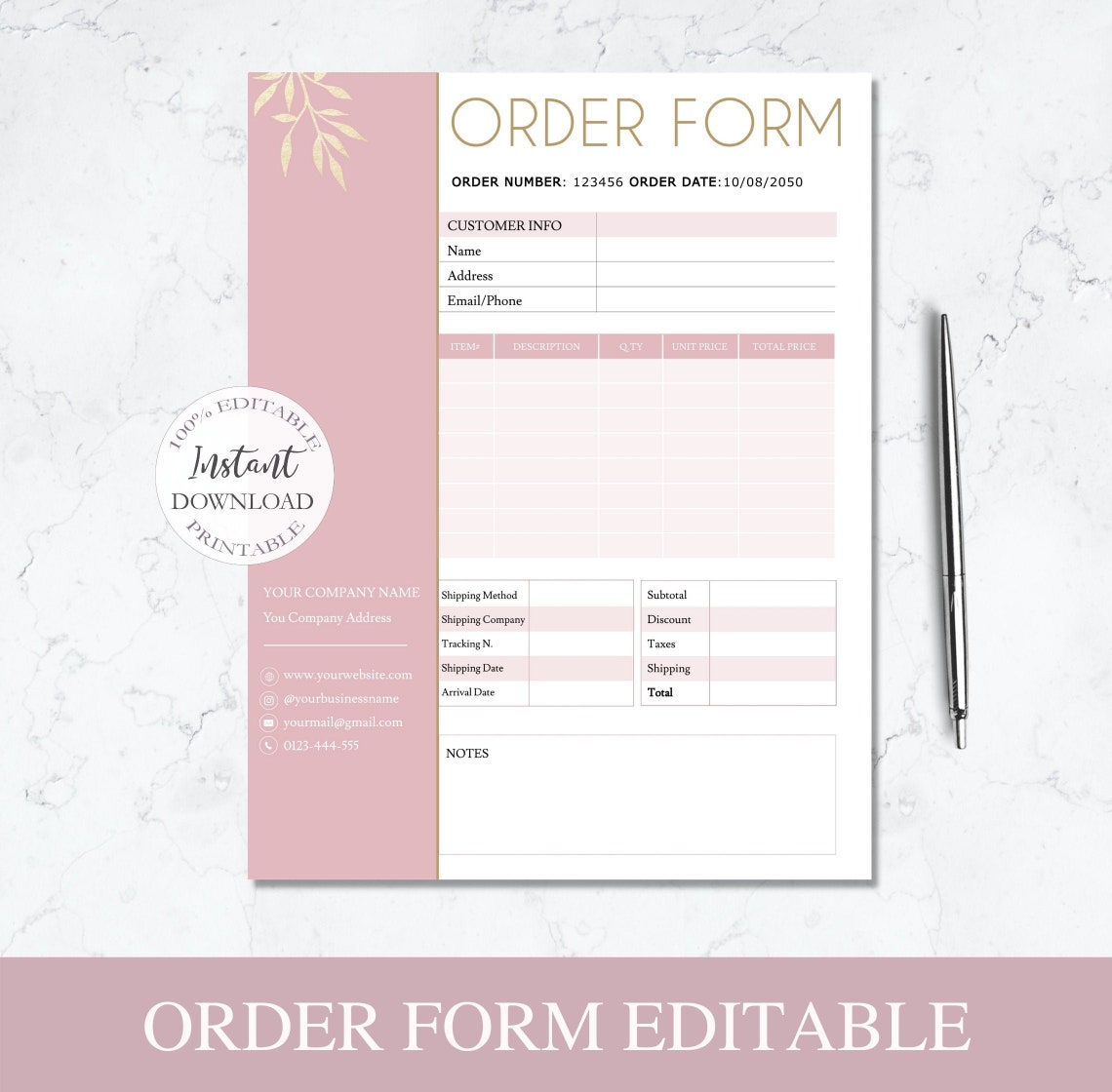 Custom Order Form Template Editable Order Forms Etsy - Etsy