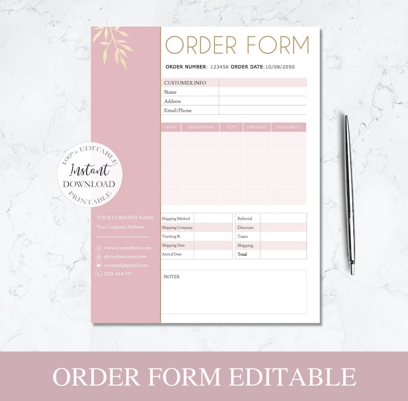 Custom Order Form Template Editable Order Forms Etsy - Etsy
