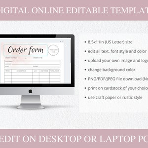 Custom Order Form Template, Small Business Order Form Printable, Sales ...