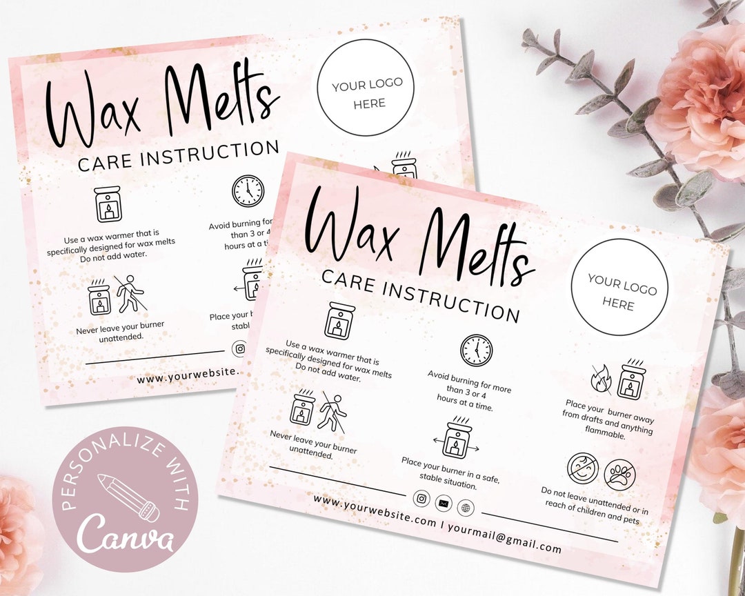 Wax Melts Care Card Canva Template, Printable Wax Melts Care ...
