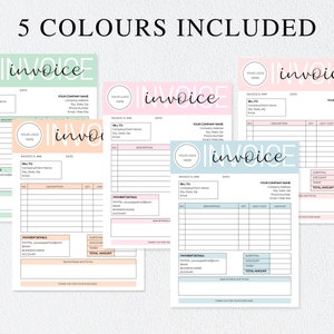 Invoice Editable Template, Printable Order Form Invoice, 5 Premade ...