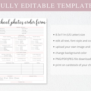 School Photography Order Form Template | Preschool Photos Printable ...
