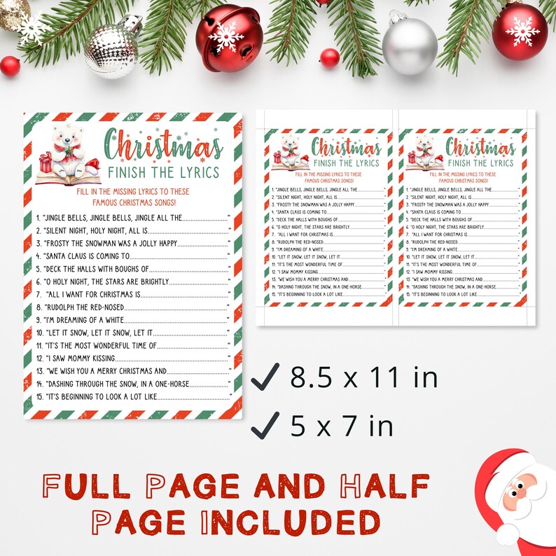 Finish the Lyrics Christmas Game | Fun Holiday Party Game | Canva ...