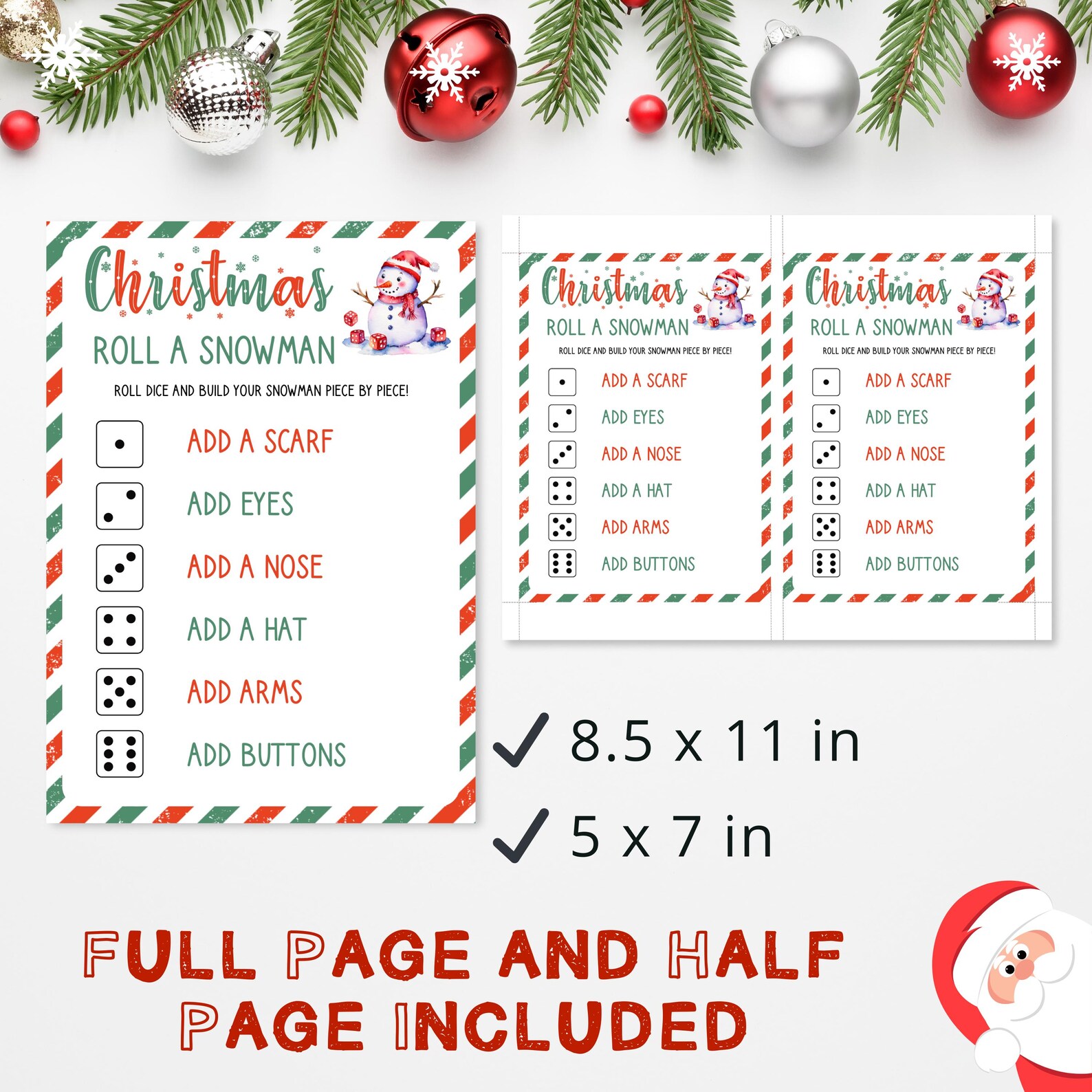 Christmas Roll a Snowman Game | Canva Template for Kids | Fun Dice ...