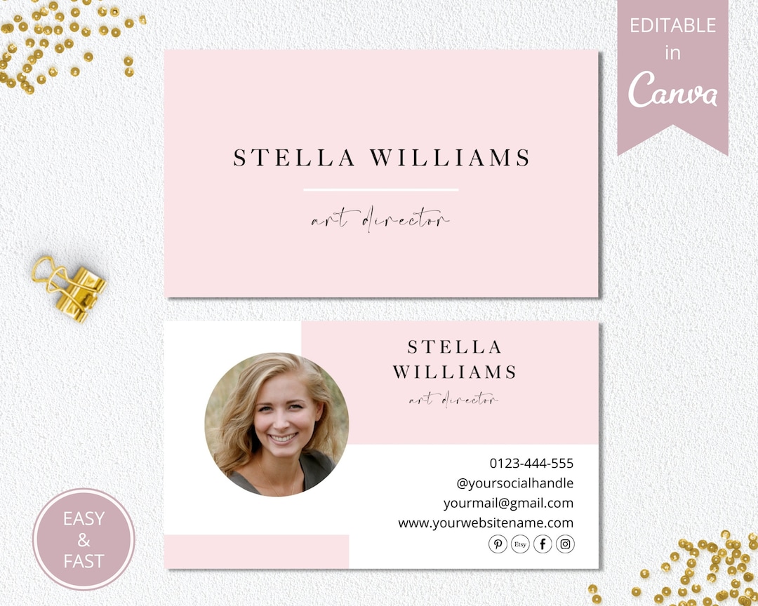 Business Card Template With Photo, Add Your Logo Small Business Cards ...
