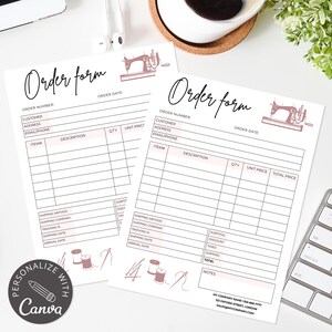 Sewing Order Form I Editable Canva Template, Invoice Template, Order ...