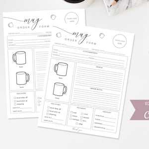 Mug Order Form, Editable Canva Template, Coffee Cup Printable Order Form, Small Business Forms ...