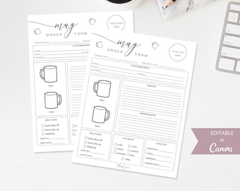 Order Form Template Editable Small Business Order Forms - Etsy