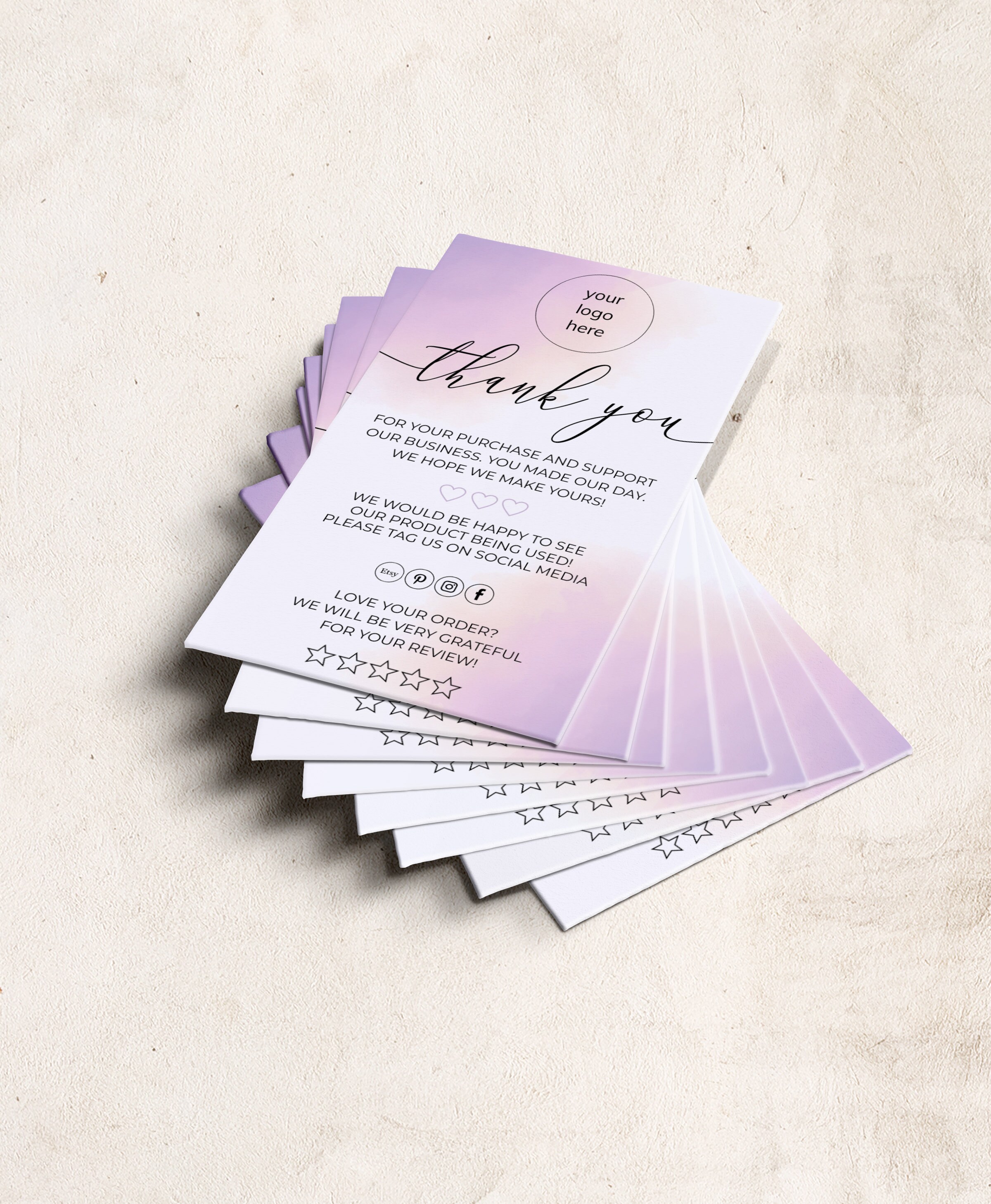 Thank You Business Cards Template 3 Sizes Editable Etsy Thank | Etsy