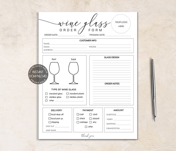 Paper & Party Supplies Paper Stationery GLASS Care Card 100% Editable ...