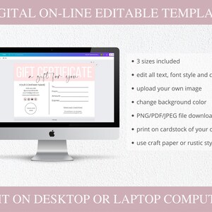 Editable Gift Certificate Digital File, Small Business Gift Cards ...