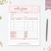 Editable Pink Order Form, Canva Template, Small Business Order Forms ...