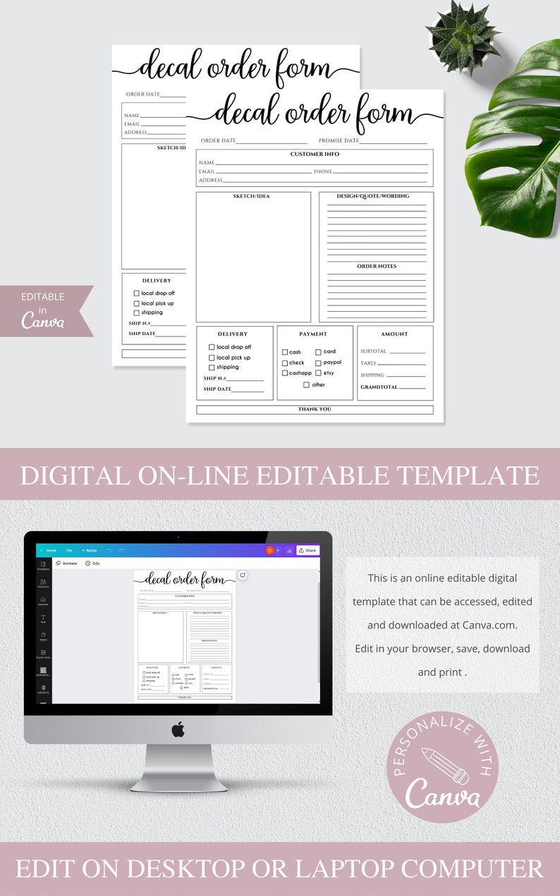 Decal Order Form I Editable Canva Template Vinyl Crafters - Etsy