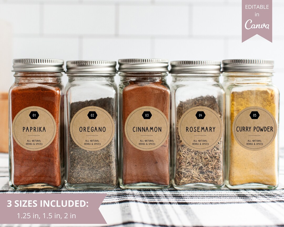 Spice Jars Labels, Spice Organizer Custom Labels, Printable Herb Labels ...