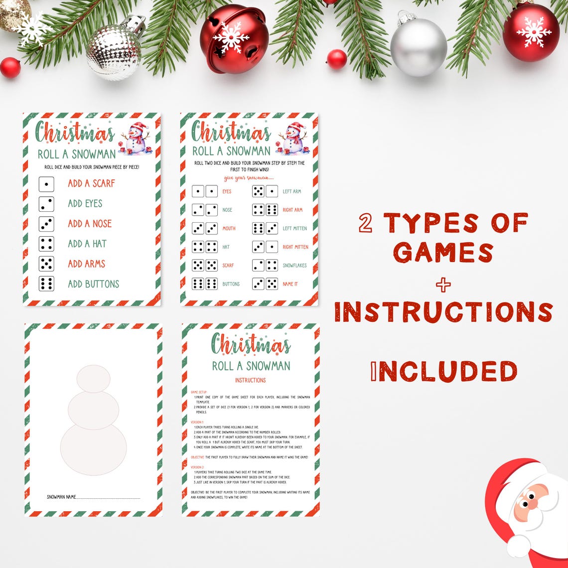Christmas Roll a Snowman Game | Canva Template for Kids | Fun Dice ...