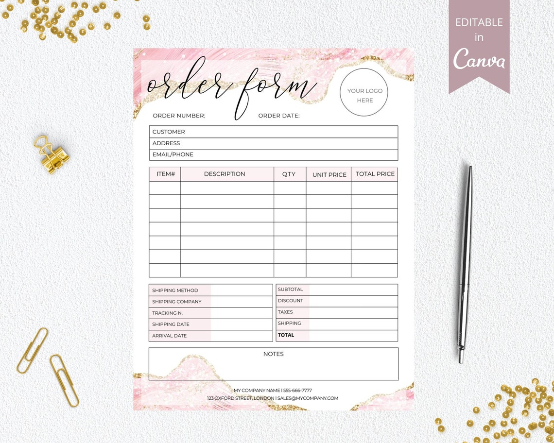 Order Form Editable Crafters Order Form Template Etsy Shop - Etsy