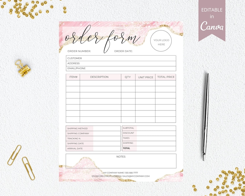 Order Form Editable Crafters Order Form Template Etsy Shop - Etsy