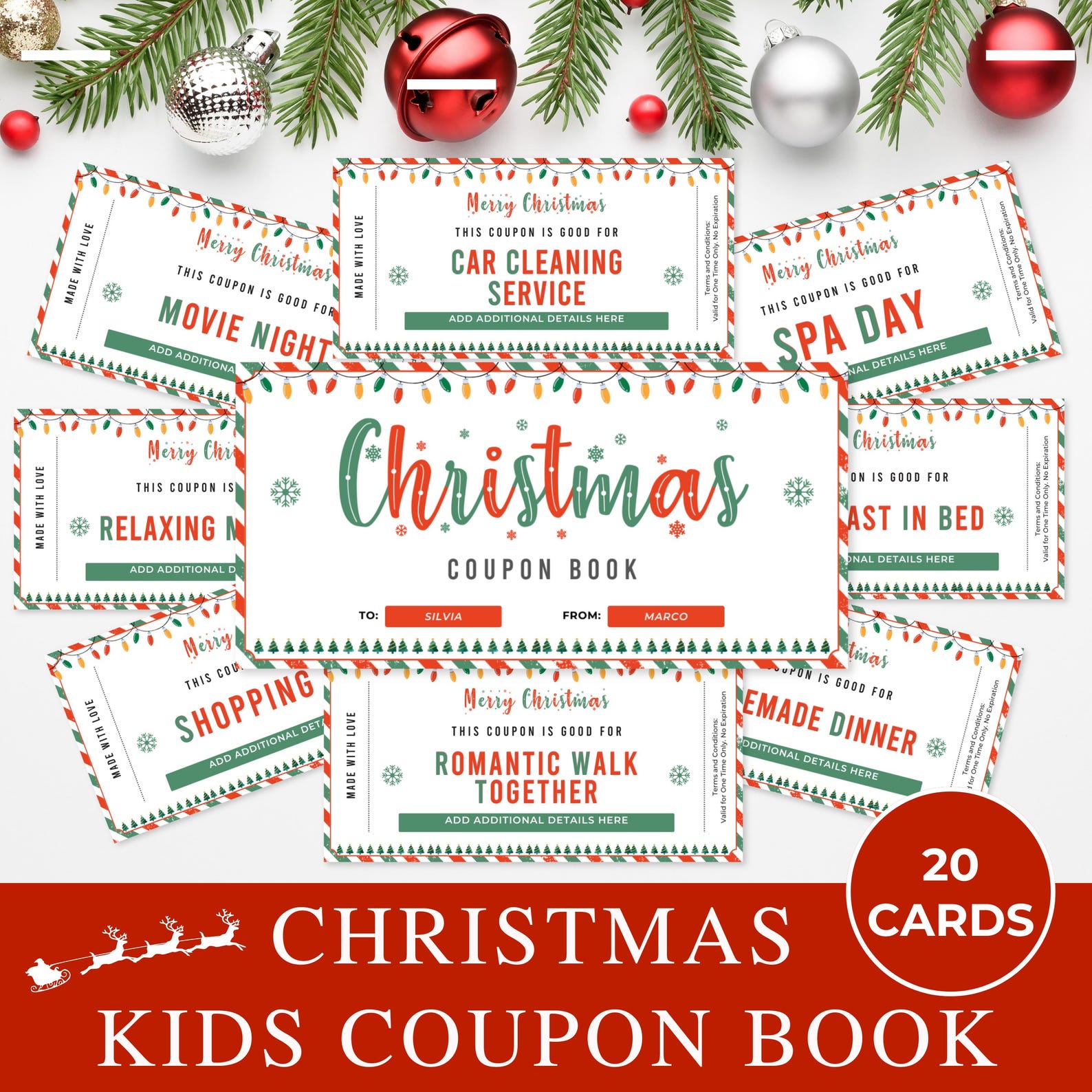 Editable Christmas Coupon Book | Canva Template Gift Certificate ...
