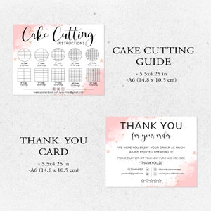 Cake Cutting Guide Card I Editable Canva Template I Cake Care Card ...