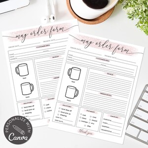 Editable Mug Order Form Template | Customize Cup Order | Small Business ...