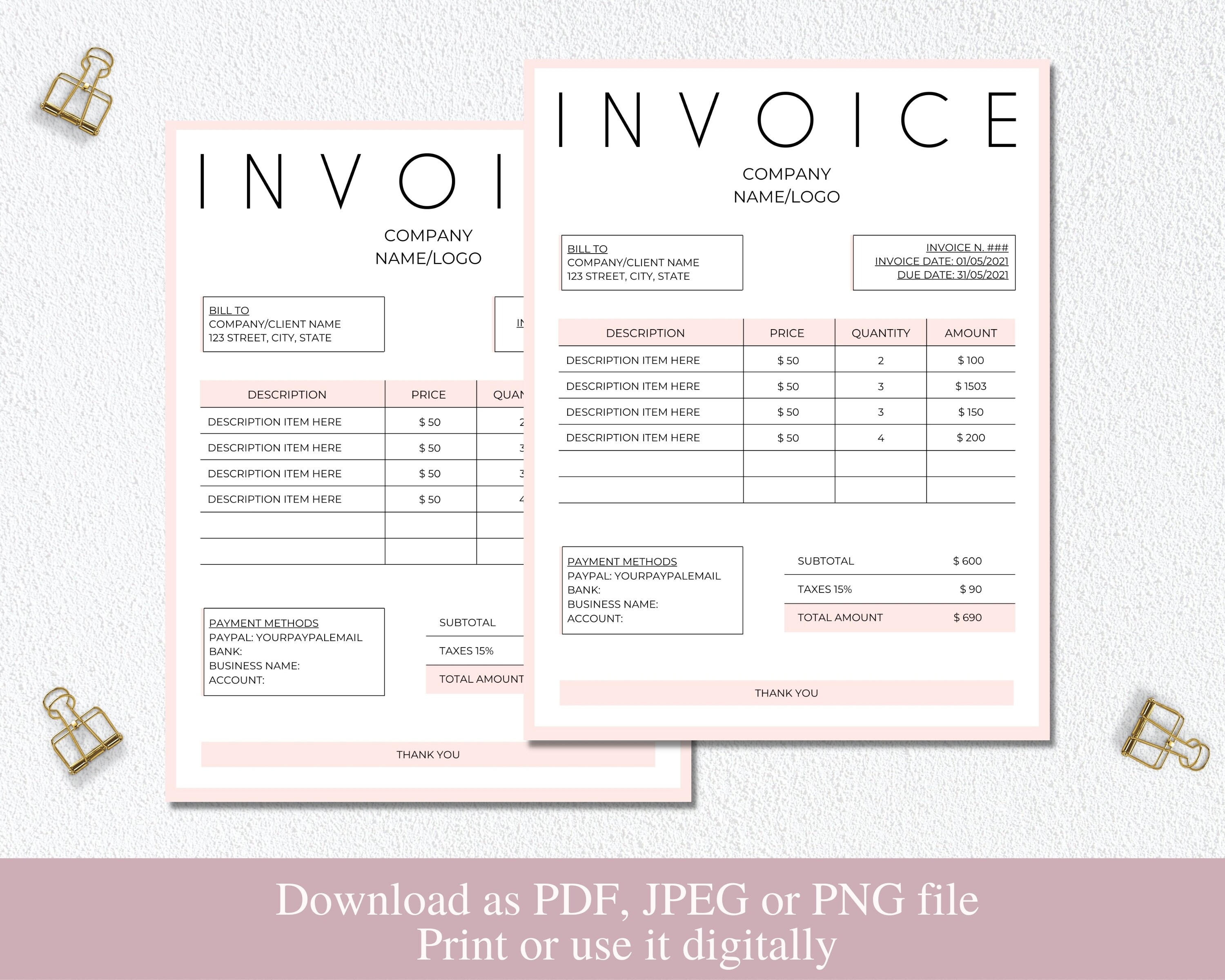 Invoice Order Form Canva Template Editable Printable Craft - Etsy