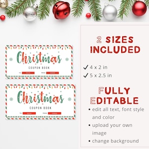 Editable Christmas Coupon Book | Canva Template Gift Certificate ...