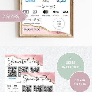 Scan to Pay Card I Editable Canva Template, QR Code Sign, Business Sign ...
