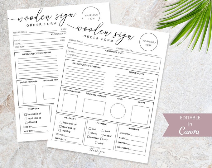 Wooden Sign Order Form Template Printable Craft Sign Order Form ...