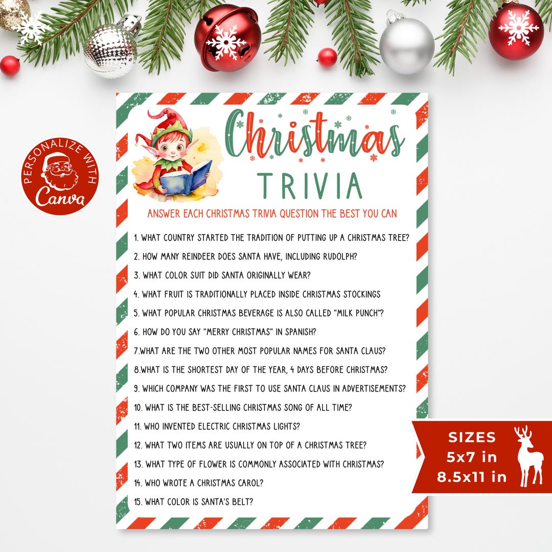 Christmas Trivia Game | Fun Christmas Group Game | Editable Canva ...