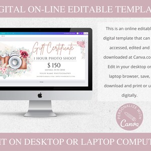 Photography Gift Certificate, Canva Template, Printable Photo Session ...