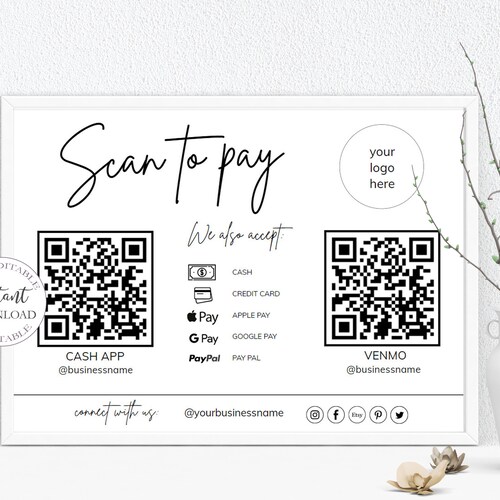Editable Scan to Pay Card I Canva Template I QR Code Sign I - Etsy