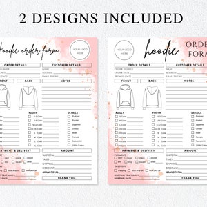 Hoodie Order Form Template I Editable Canva Invoice Template I T-shirt ...