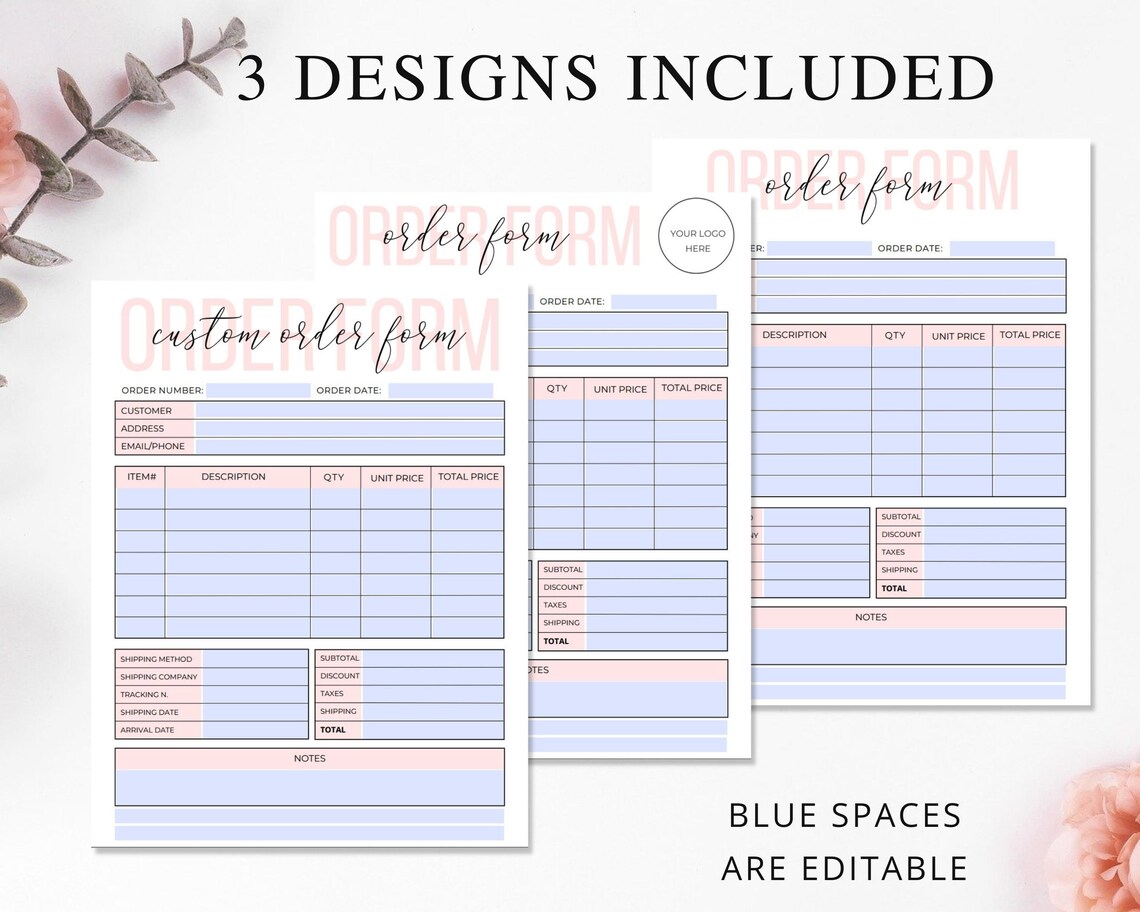 Pink Order Form Fillable Editable Order Forms PDF Order Form - Etsy