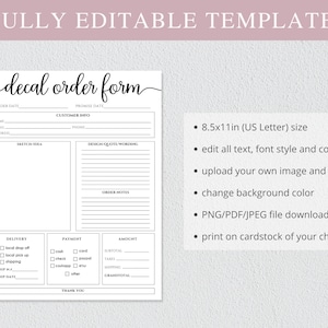 Decal Order Form I Editable Canva Template | Vinyl Crafters Order Forms ...