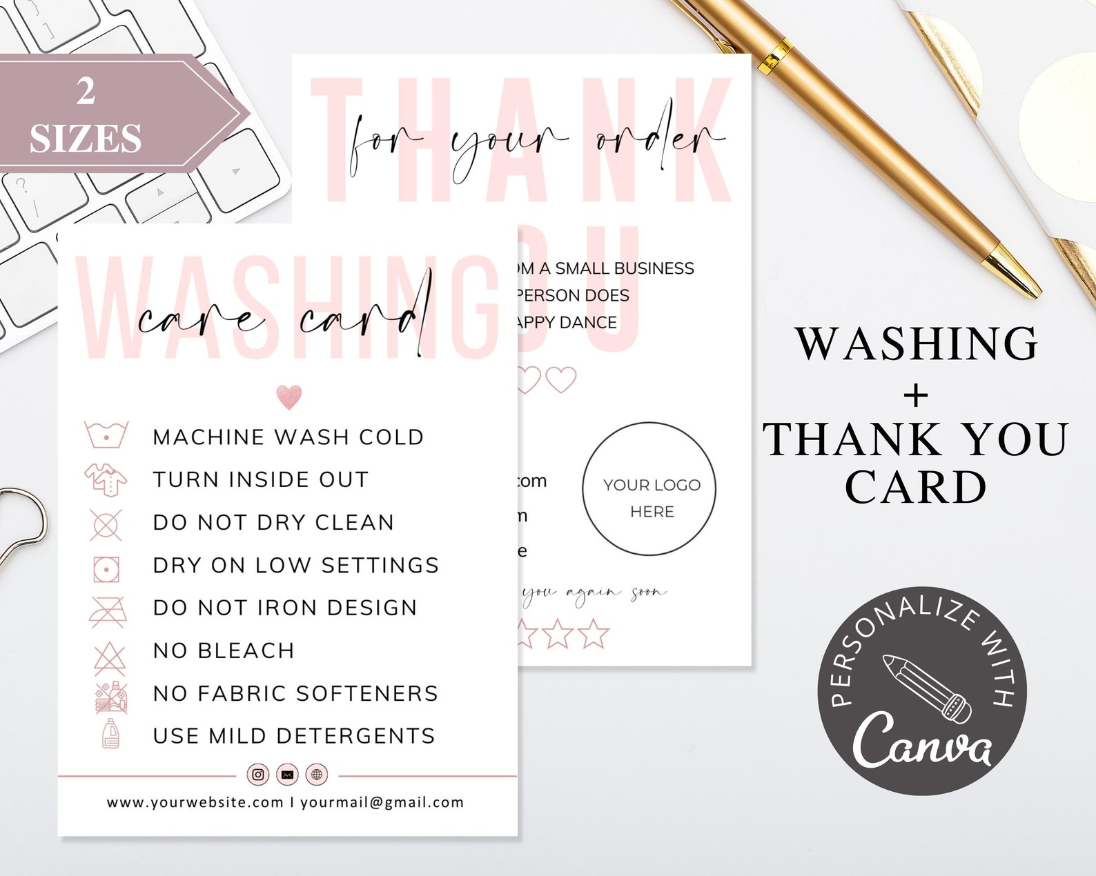 Washing Instructions Care Card I Editable Canva Template I Etsy Shop ...