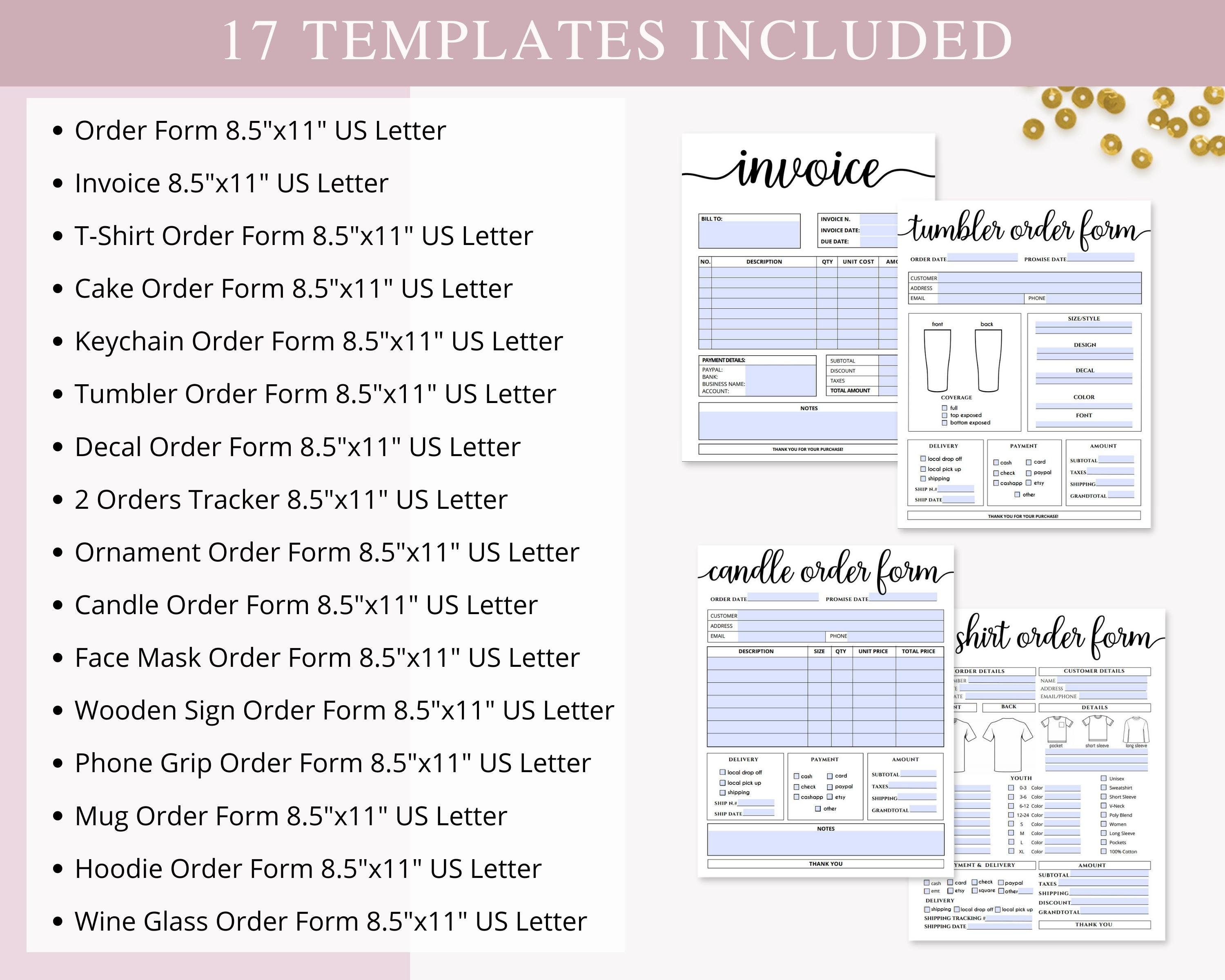 17 Fillable Order Forms Bundle, Invoice Template , Printable Small ...
