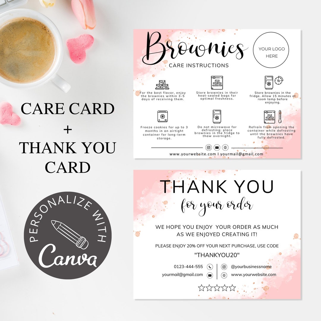 Brownies Care Card Template I Canva Template I Cookie Thank You Cards I ...