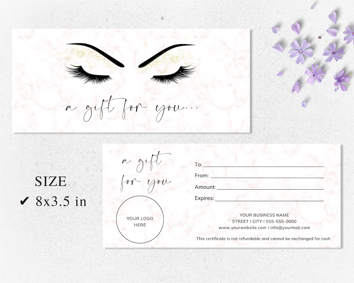 Gift Certificate Template Lash Gift Card Printable Custom - Etsy