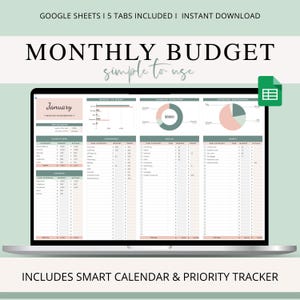 Budget Planner Google Sheets Template | Monthly Budget Spreadsheet ...