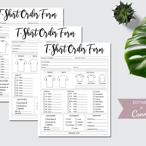 Editable Order Form Canva Template Custom Order Form Small - Etsy