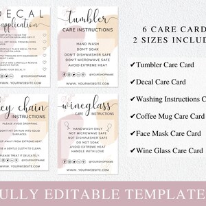 12 Care Cards Bundle, Editable Canva Template, Care Instructions ...