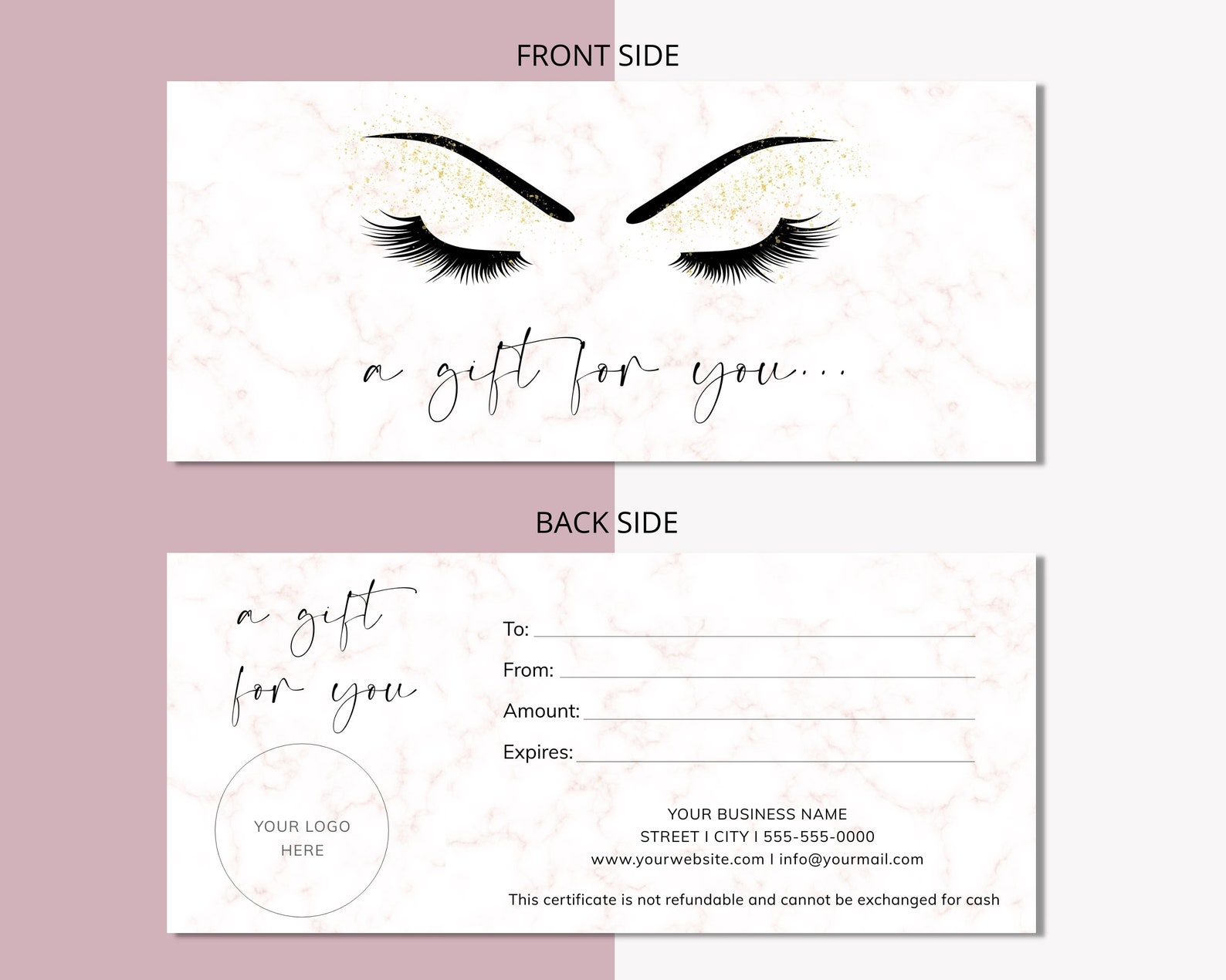 Gift Certificate Template Lash Gift Card Printable Custom Etsy