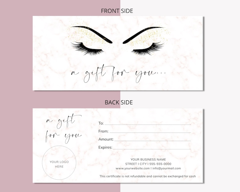 Gift Certificate Template Lash Gift Card Printable Custom - Etsy
